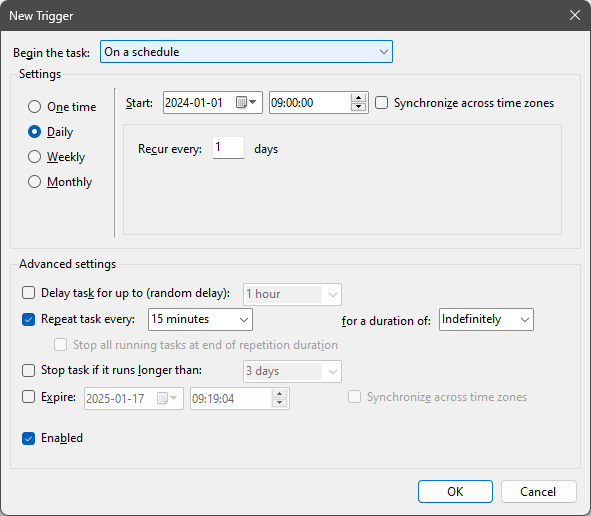Starta SyncCenter med Windows Schema